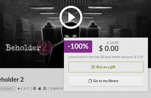 【無料配布】GOGでアドベンチャーゲーム「Beholder 2」が72時間限定で無料配布中 | ジュウシマツの鳥小屋